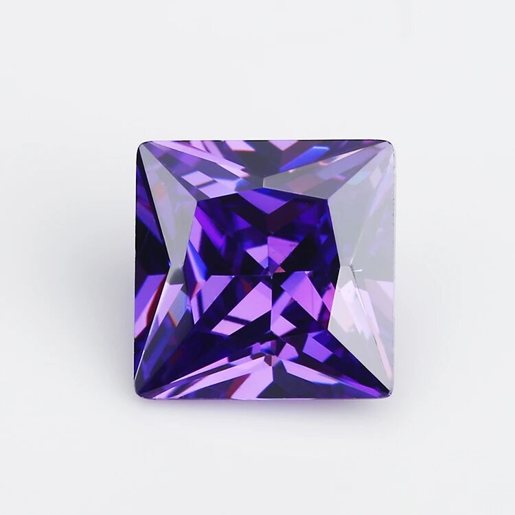 Камни циркония RUIXUNGEM 10 шт, квадратные, 2x2-12x12 мм, разные Фиолетовый, 7x7mm 10pcs, Violet