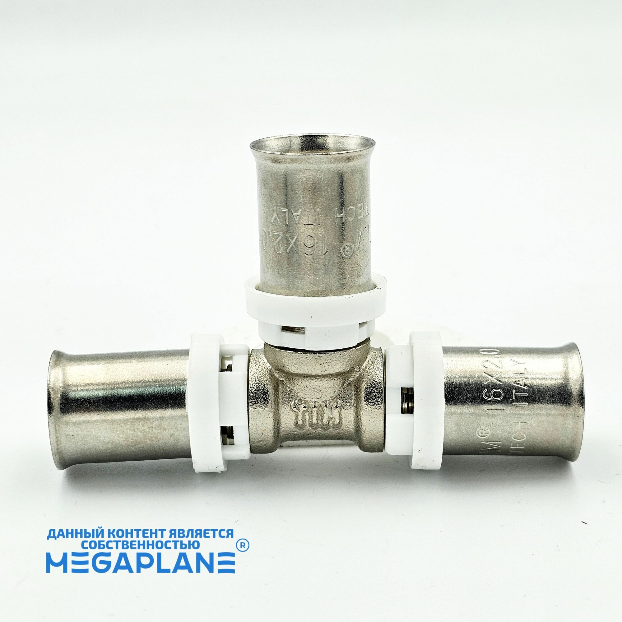 Пресс-фитинг (тройник) равносторонний Ф16 мм TIM F-T161616N никелированный