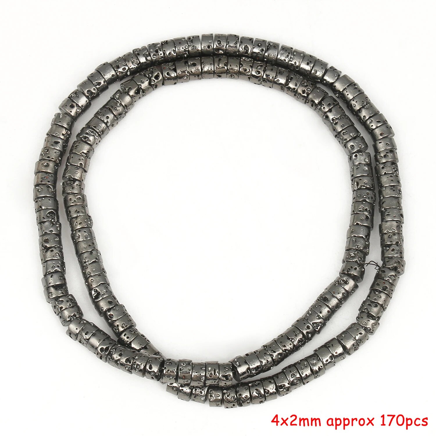 Бусины гематита серебряного цвета, 4x2 мм, 170 шт