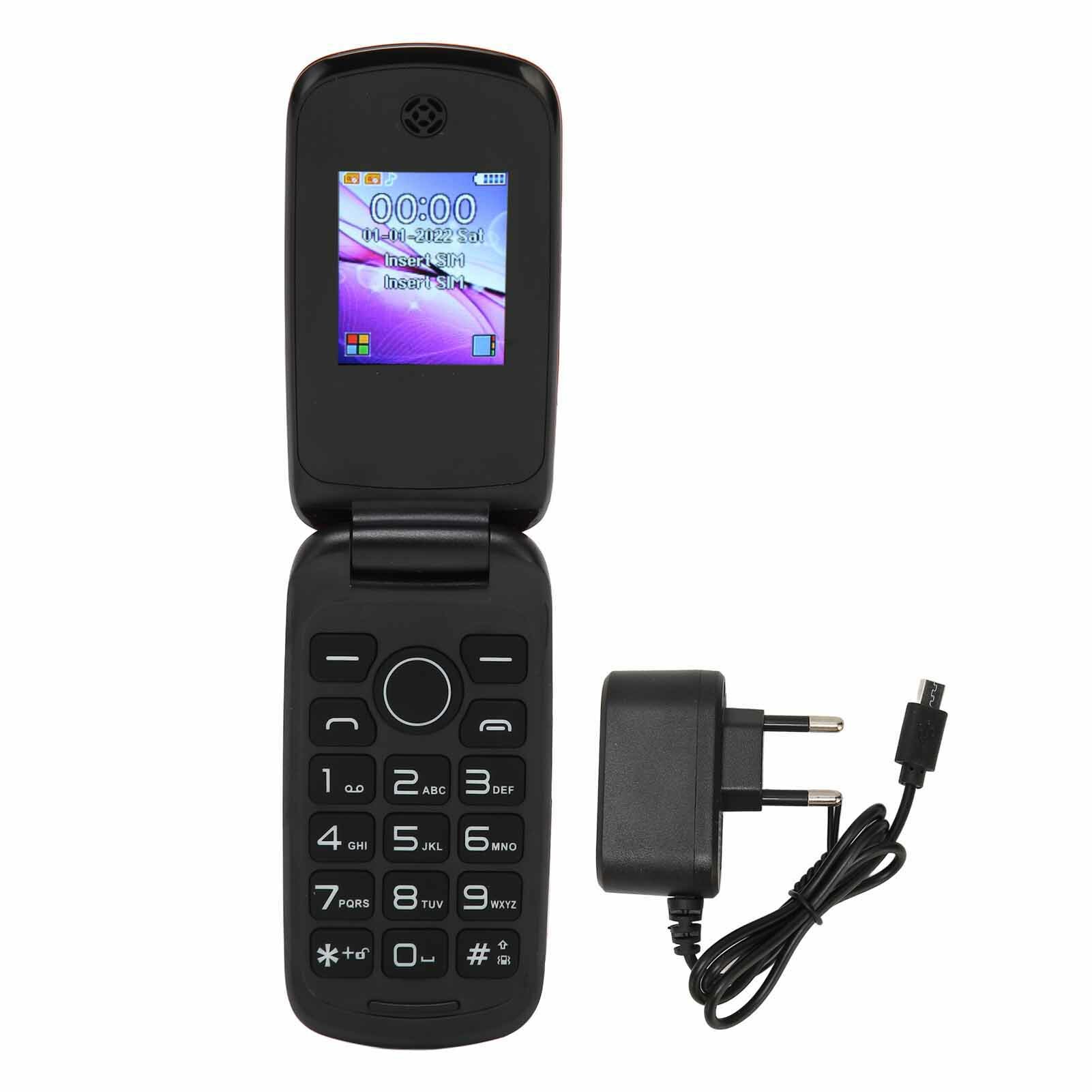 Телефон-раскладушка 2G, две SIM-карты, 1200 мАч, две SIM-карты, раскладной телефон, 1,77 дюйма, цветной дисплей, сотовый телефон, 100 240 В, черный, вилка европейского стандарта
