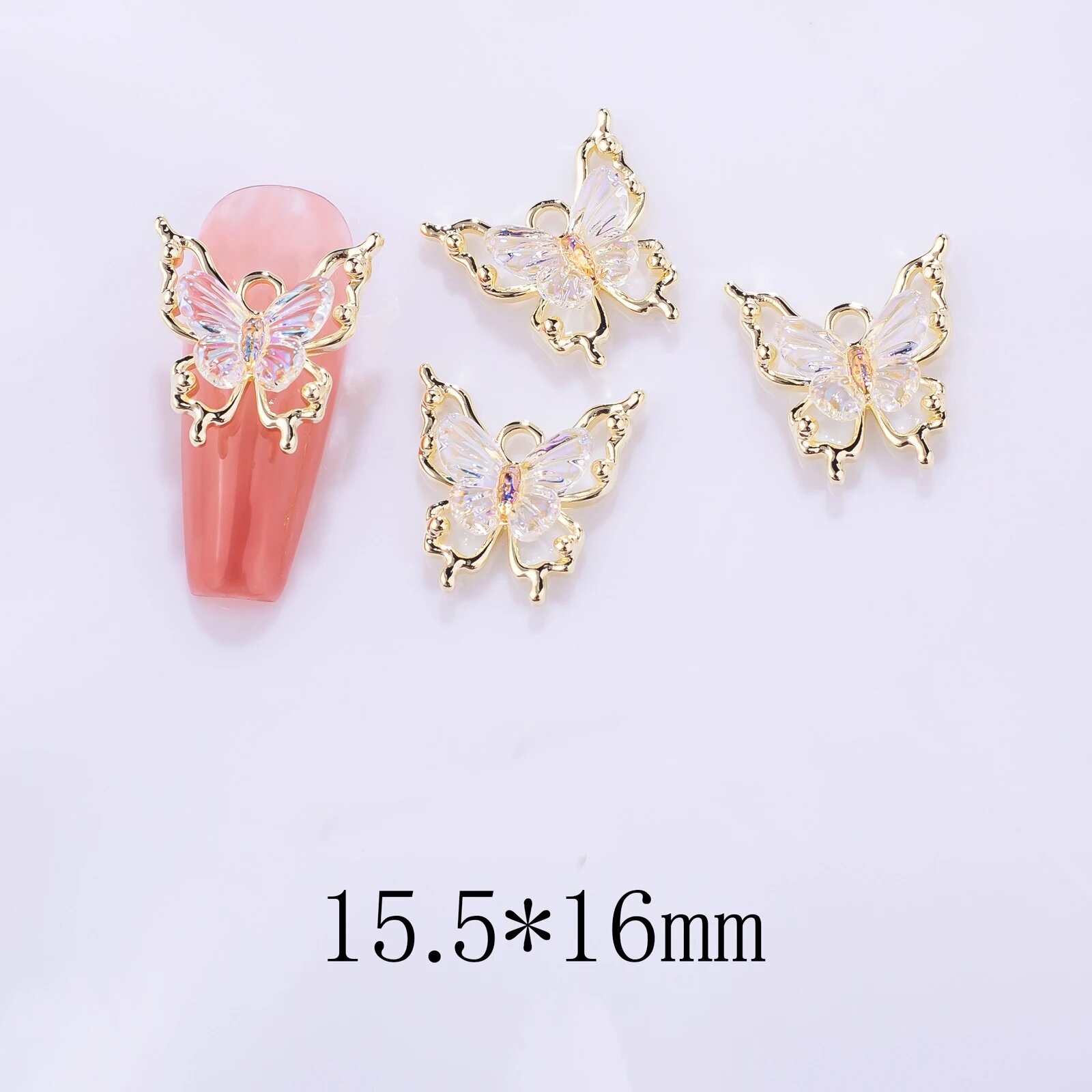 Набор из 10 шт. металлических бабочек для дизайна ногтей HIGBAQK 10Pcs Butterfly