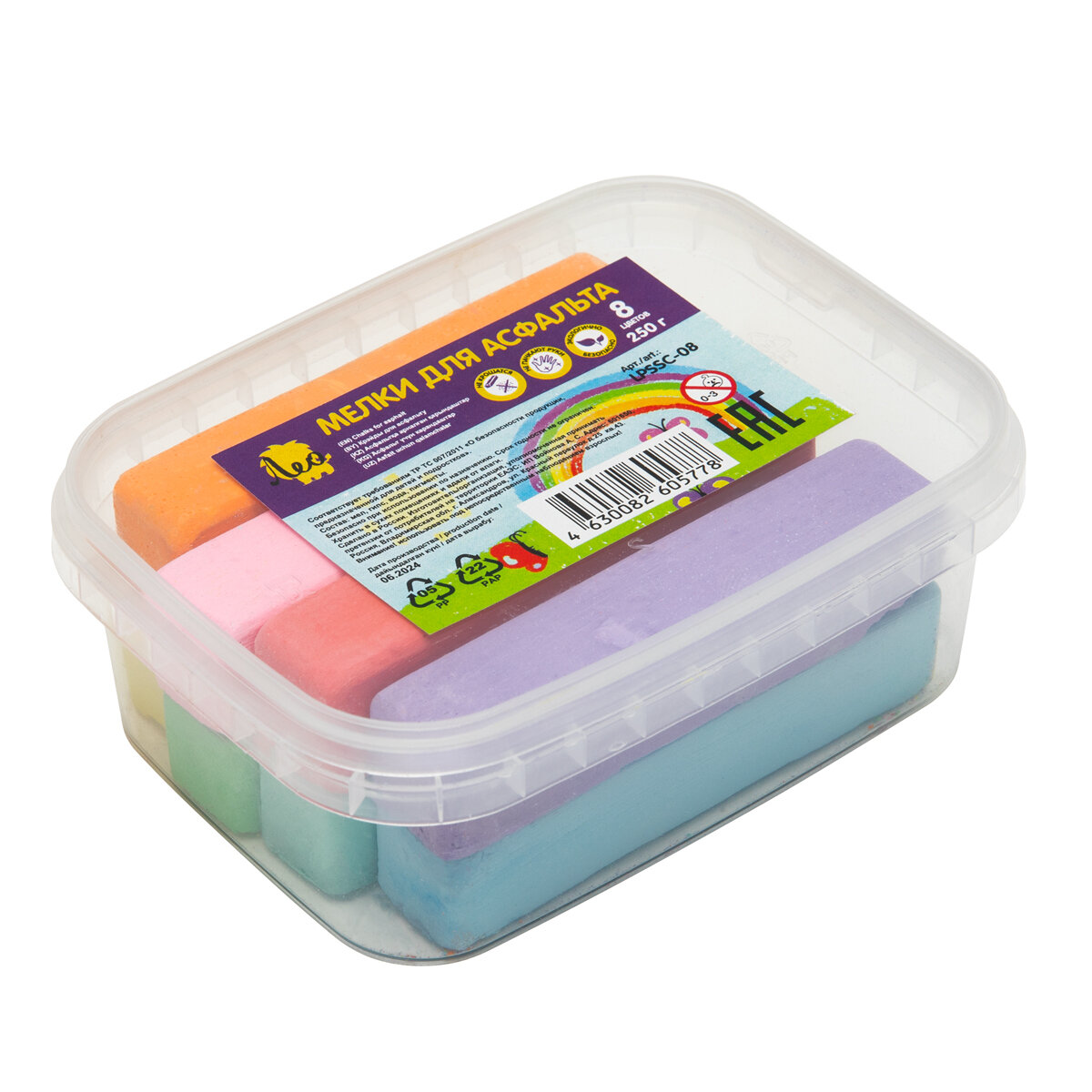 Лео Играй Мелки для рисования LPSSC-08-GQ58, набор из 8 цветов, 8 шт, творческий комплект