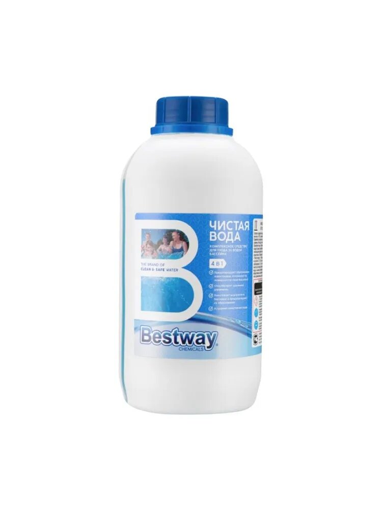 Комплексное жидкое средство Bestwаy Chemicals Чистая вода 4в1 для ухода за водой бассейна, флакон 750 мл, OW075LBW