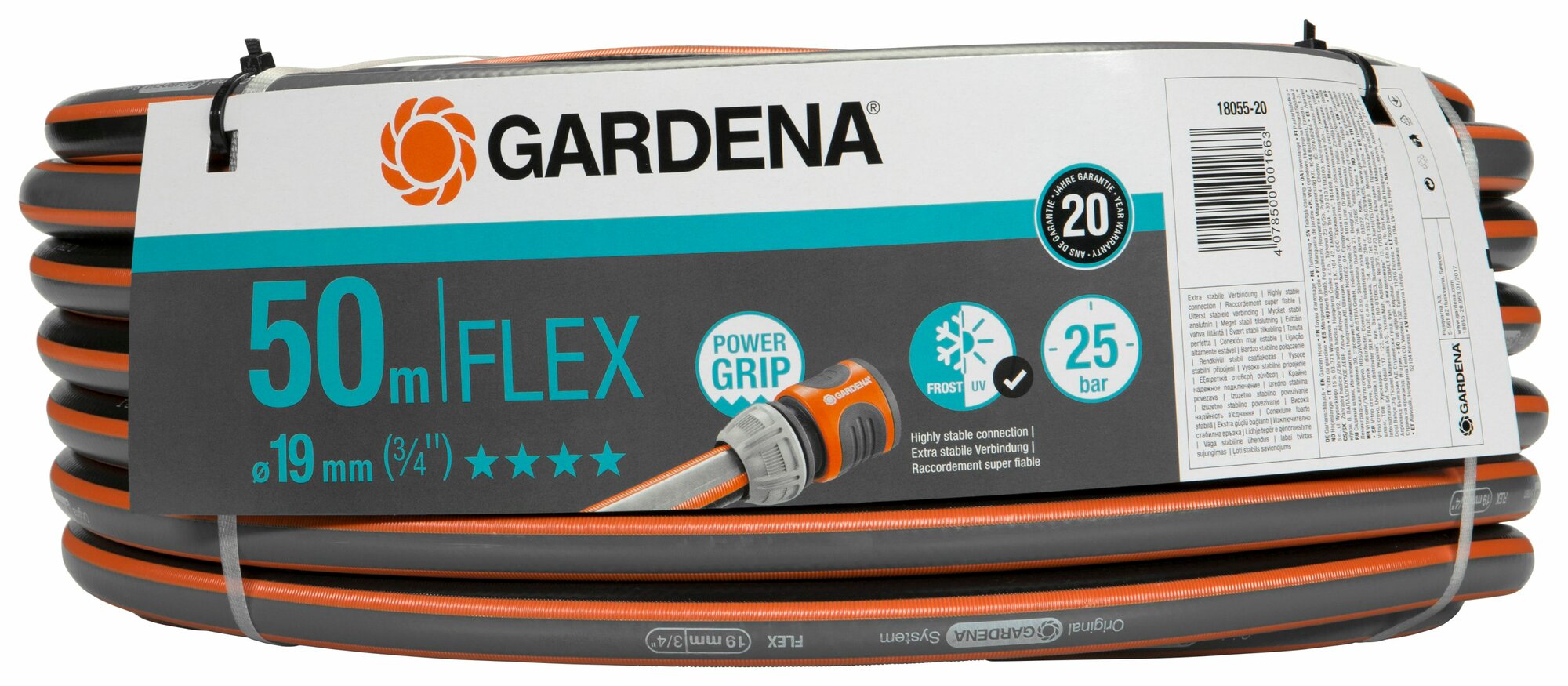 Шланг поливочный Gardena Flex 18055-20, армированный, 19 мм (3/4″), длина 50м