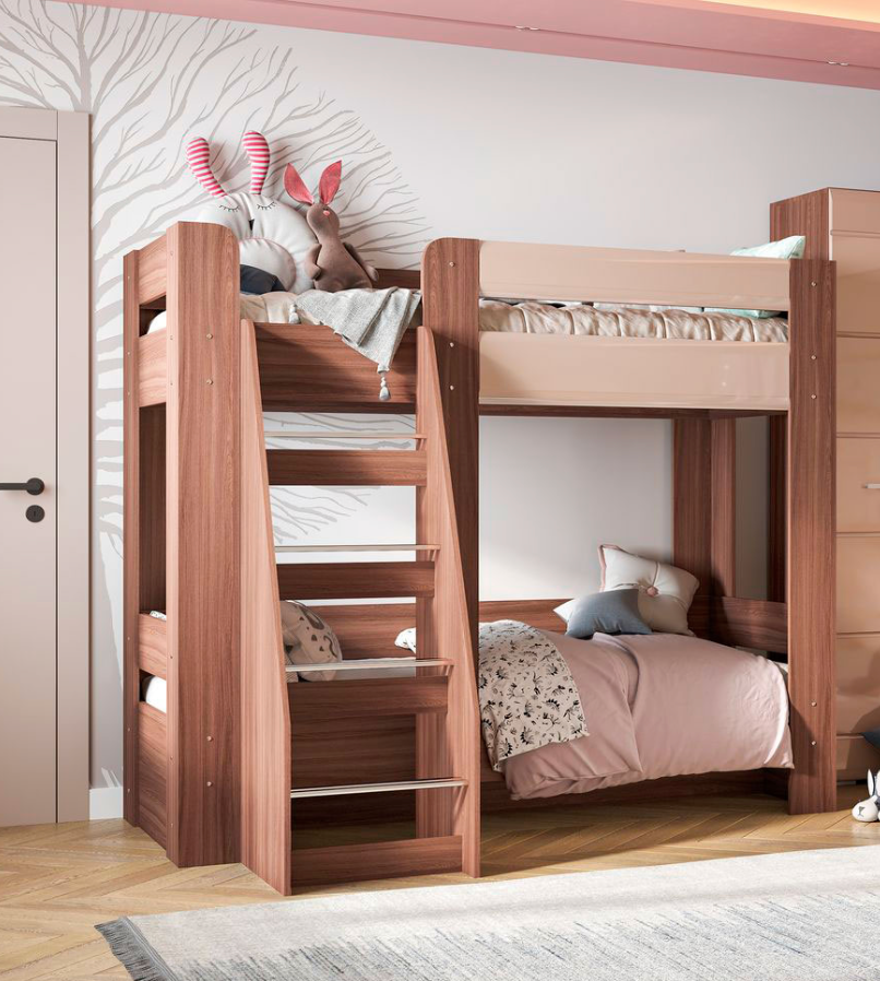 Симба кровать двухярусная (1976*1700*1358), ясень шимо темный/кофе с молоком