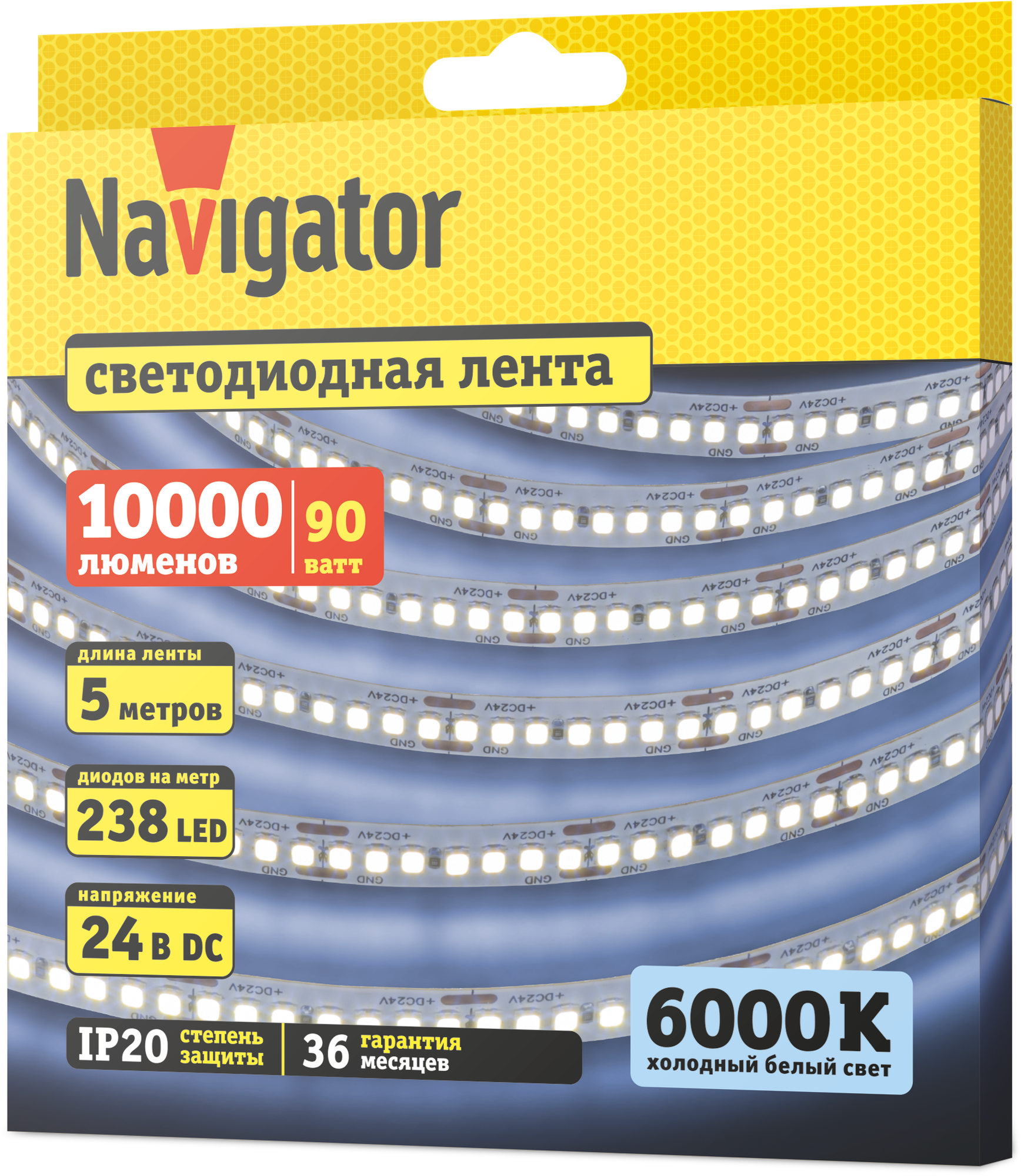 Светодиодная лента Navigator 95 299 NLS-2835CW240-18-IP20-24V 5м, 6000К