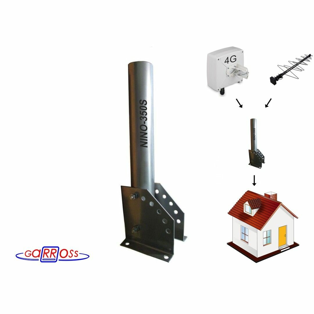 Мачта мини антенная с регулируемым наклоном высотой 35 см "MAIMA-17181" прочная сталь, серебристый, на любую крышу, диаметр 50 мм