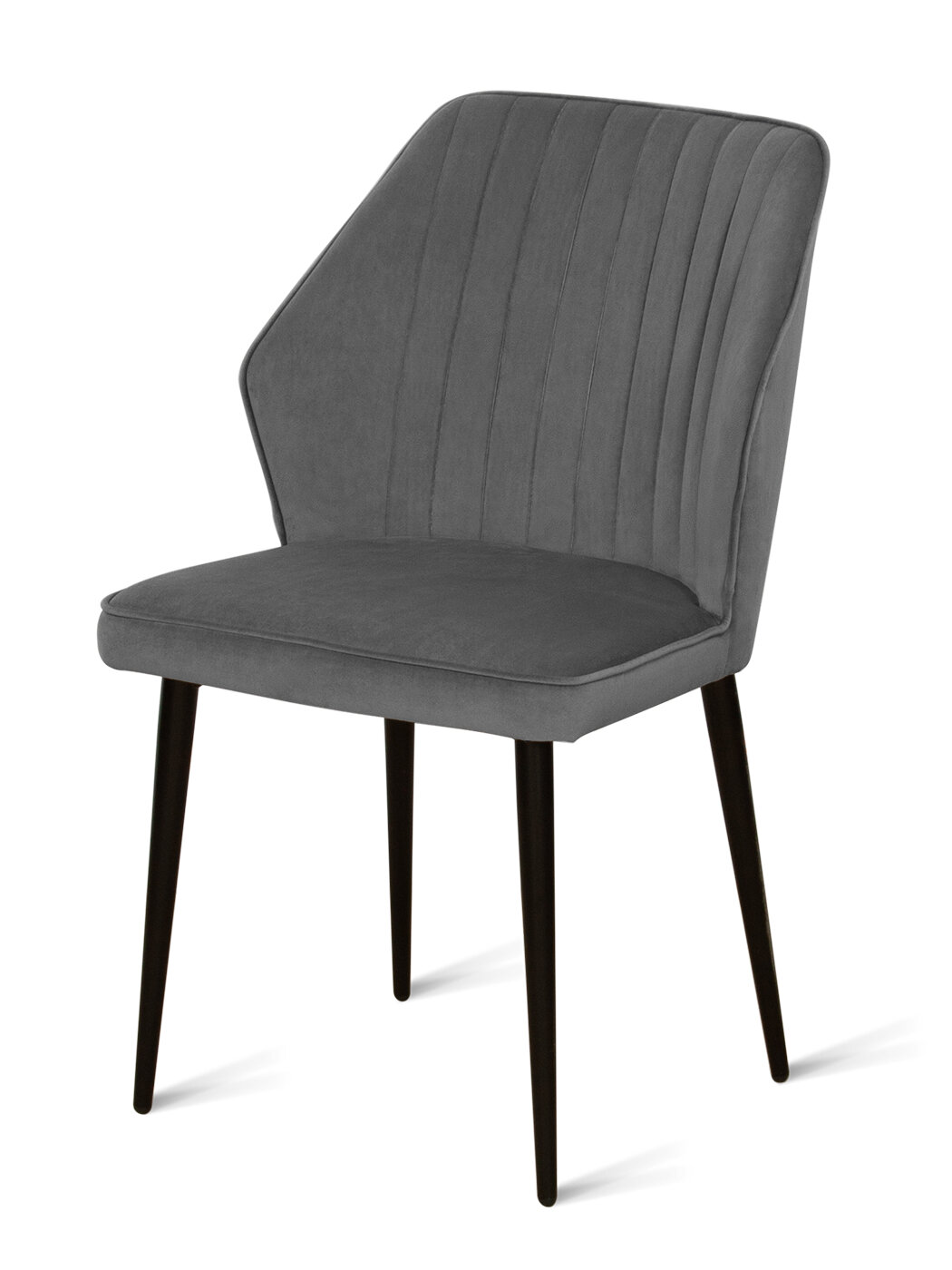 Стул B141 DARK GREY BK для кухни велюр серый, черные ножки, 50х63х82 см