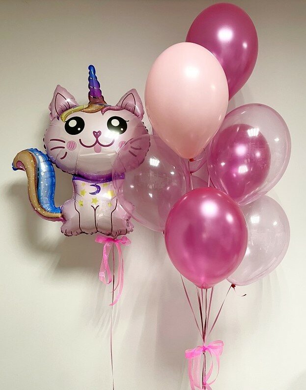 Воздушные шары Набор "Кот-единорог" (9 единиц в наборе) с гелием