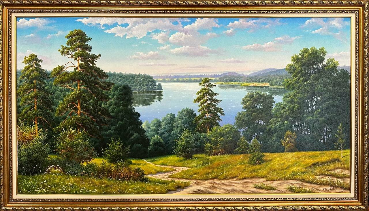 Картина маслом на холсте, лес, летний пейзаж "В разгаре лета"