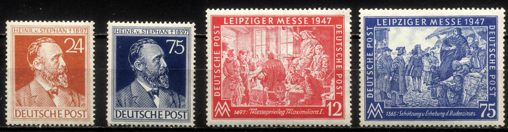 Марка. Германия.1947 г. Объединенная зона оккупации союзников. Две чистых** серии, водяные знаки.