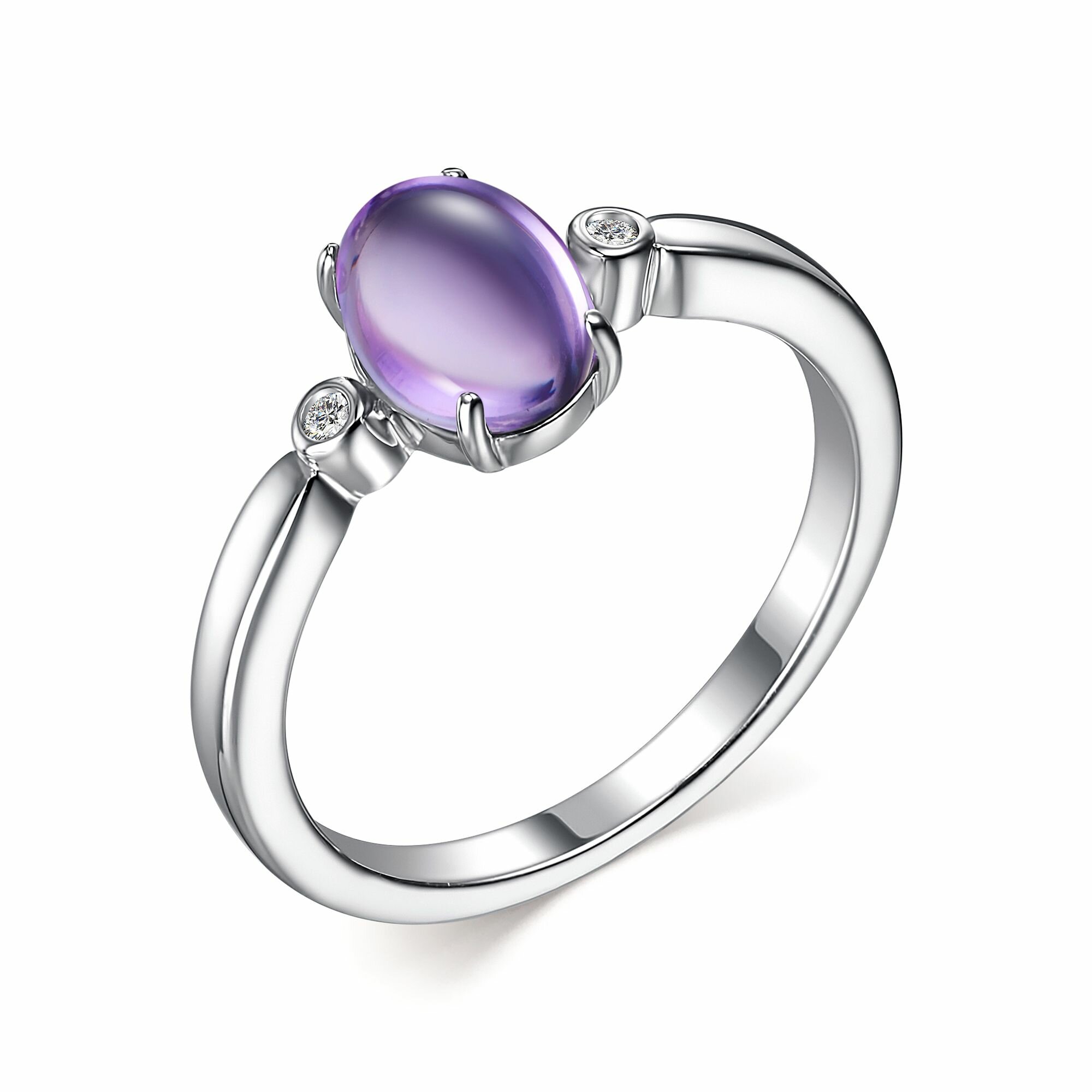 Кольцо, серебро, 925 проба, родирование, фианит, аметист