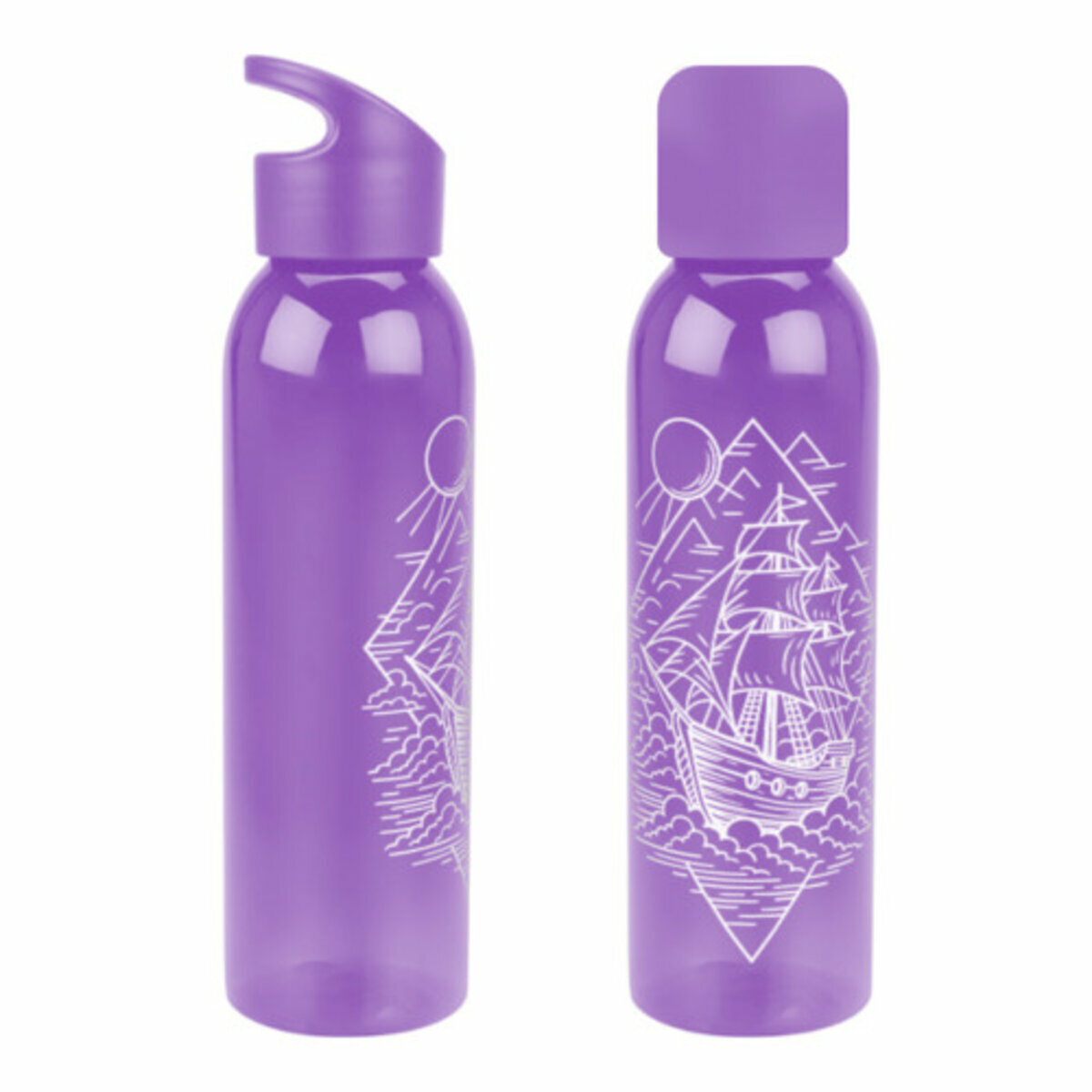 Бутылка для воды «Корабль, парусник на морских волнах. Пейзаж» (фиолетовый)
