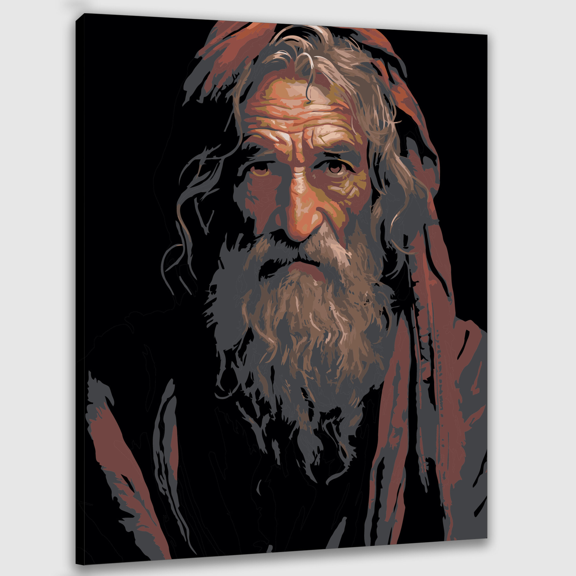 Картина по номерам 40x50 см, портрет, цифровой, фотореализм, прорицатель, освещение, текстуры, морщины, возраст, лицо