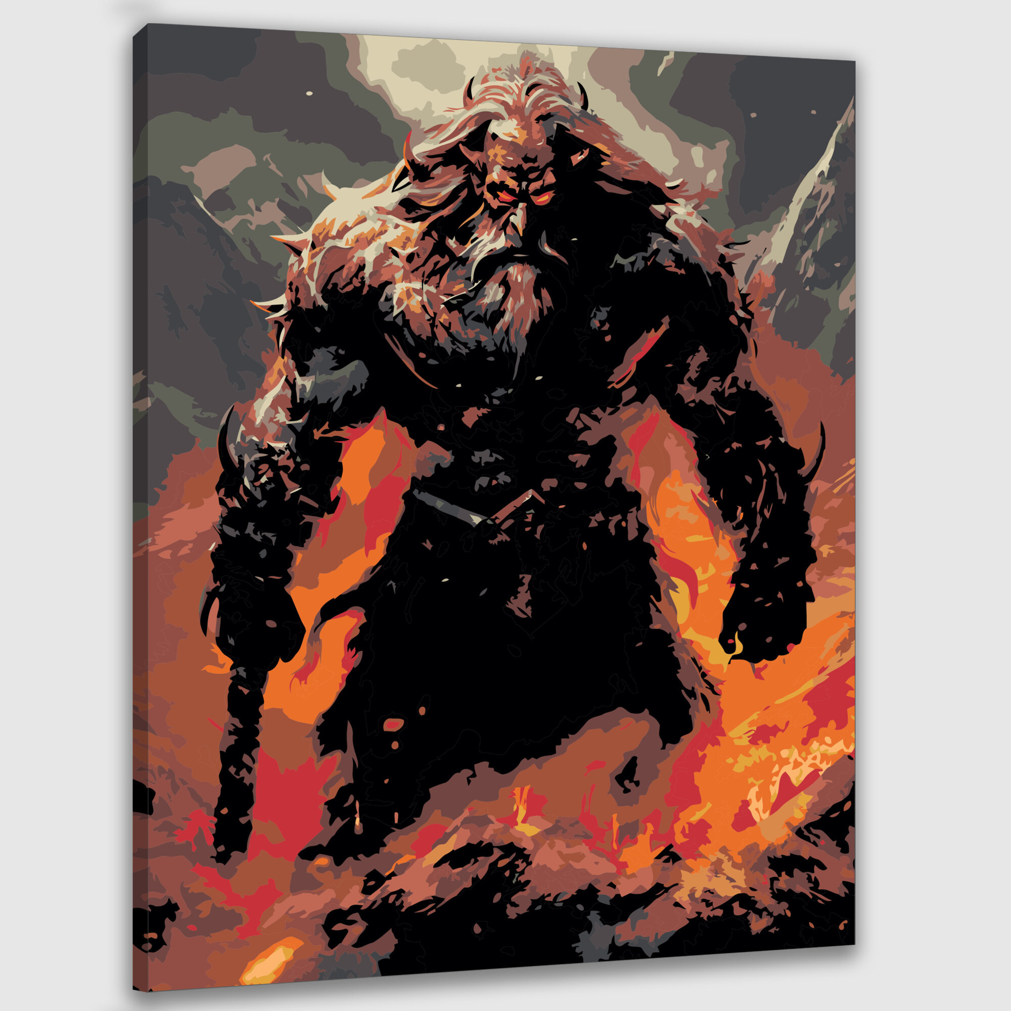 Картина по номерам 40x50 см, воин, викинг, Берсерк: Пылающий гнев, горная вершина, снег, татуировки, шрамы, ярость