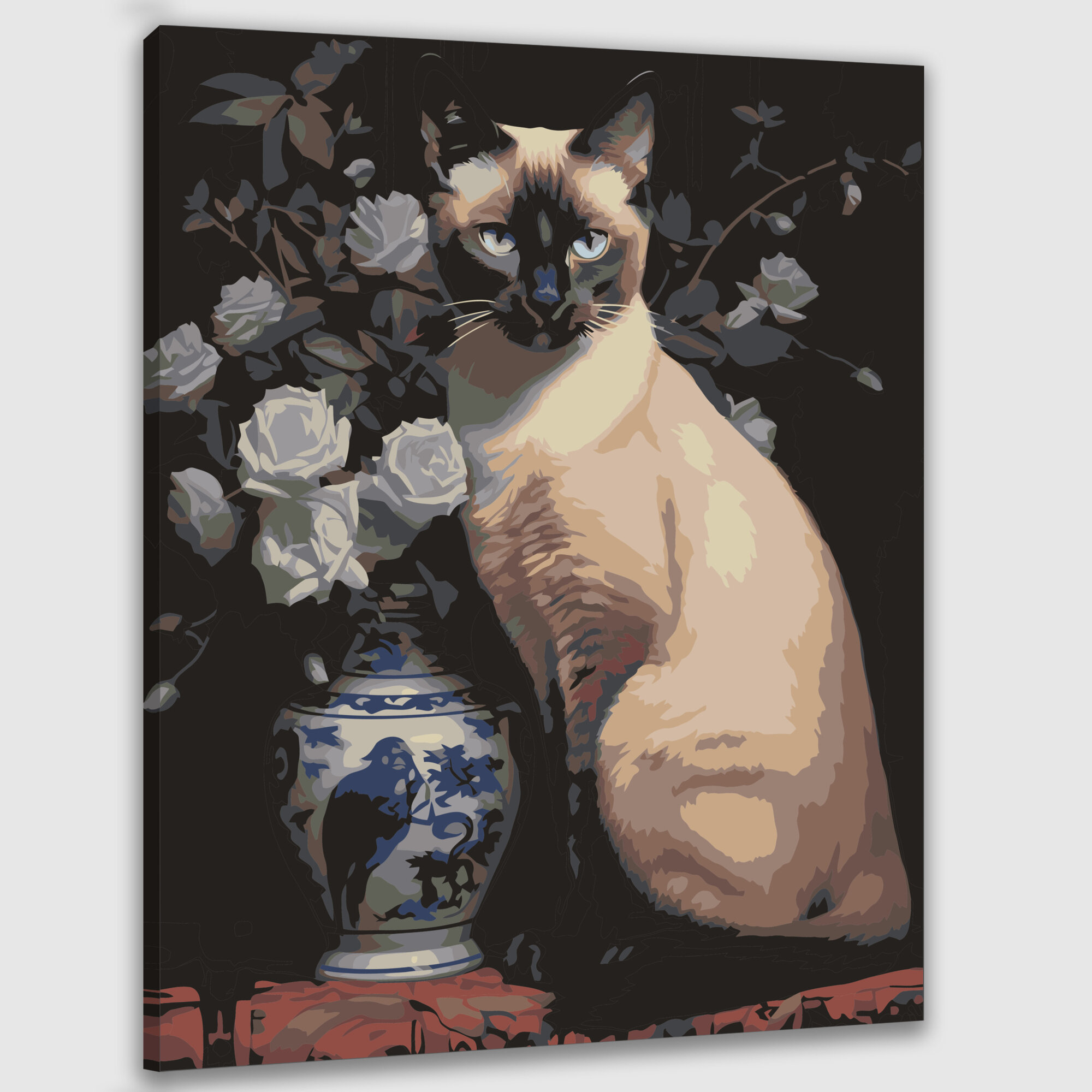 Картина по номерам 40x50 см, картина, масло, сущность, сиамский кот, голубые глаза, секреты, свет и тени, глубина