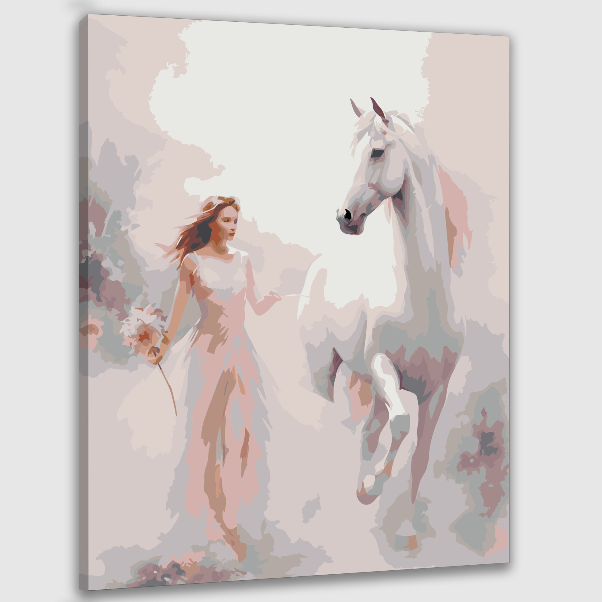 Картина по номерам 40x50 см, акварель, картина, единорог, встреча, волшебство, порыв ветра, неземная красота