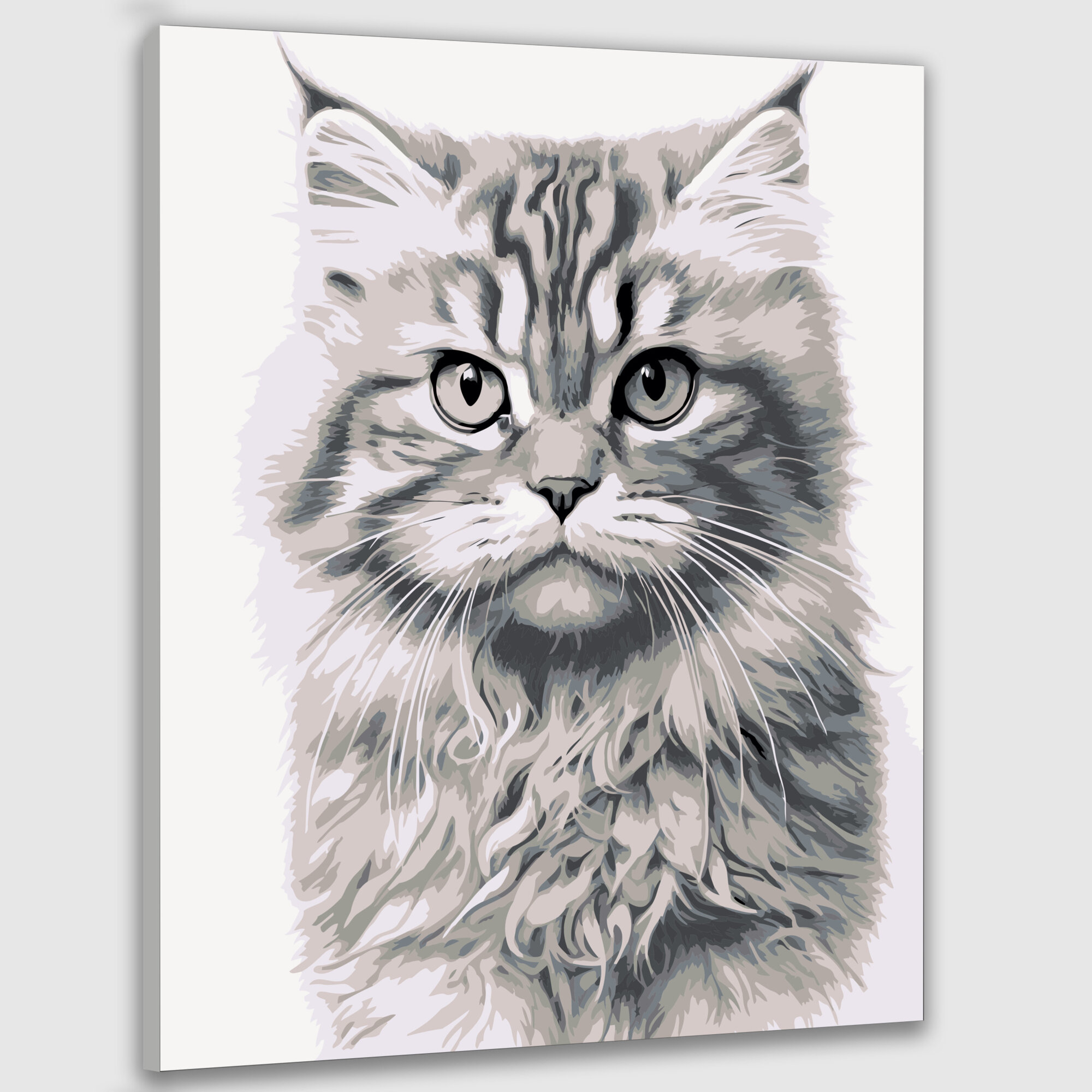 Картина по номерам 40x50 см, манул, графитовый набросок, мех, текстура шерсти, заснеженный мир, графитовые штрихи