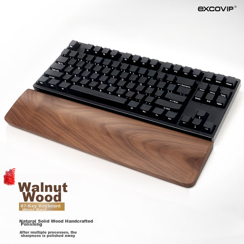 EXCO New Walnut 87-Key Palm Rest, Solid Wood Keyboard Tray, Ergonomic Hand Rest, Computer Office Wrist Pad, Mechanical Keyboard Wooden Wrist Rest, 84-Key Large Size 9716
