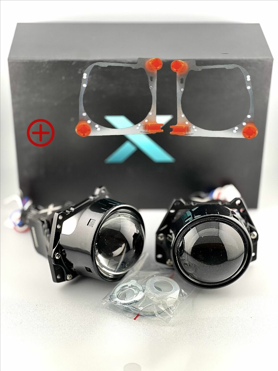 Линзы Bi Led DXL YH3 для Kia Sorento 2 рест. 2012-2020 (линзы + рамки) 3.0 дюйма светодиодные ближнего и дальнего света в автомобильные фары / комплект 2шт