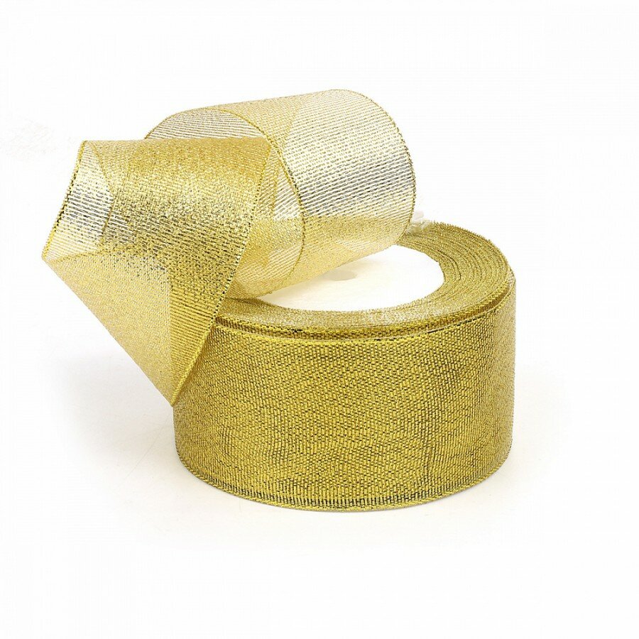 Лента парча 50мм в инд. упаковке цв. золото Magic4Hobby рол. 22,85м (+-1м)