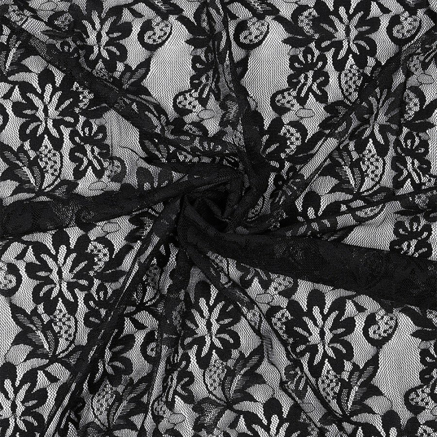 Ткань гипюр стрейч TBY. G039 100г/м² ш.150см, цв. черный, уп.1м