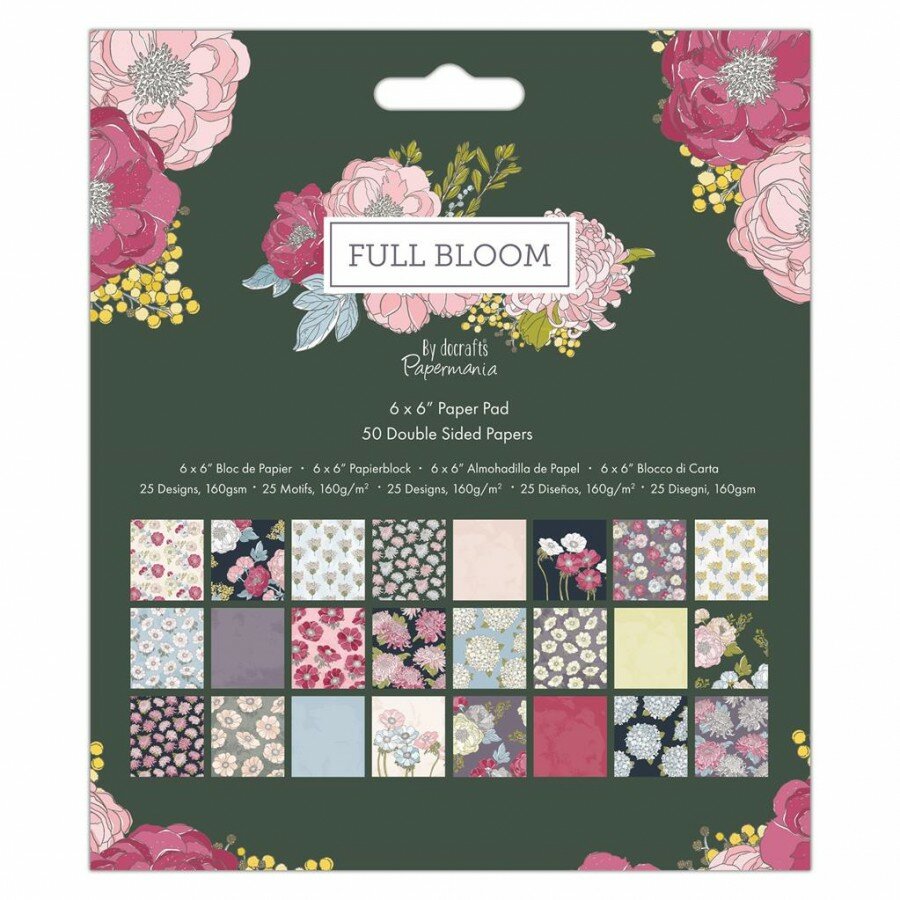 Набор бумаги для скрапбукинга двухсторонней FULL BLOOM 15,2 х 15,2 см DOCRAFTS PMA160511