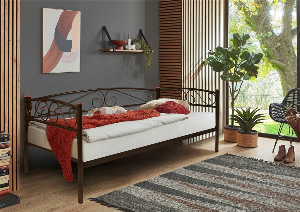 Кушетка Оптима Люкс (90х200/металлическое основание) Коричневый бархат