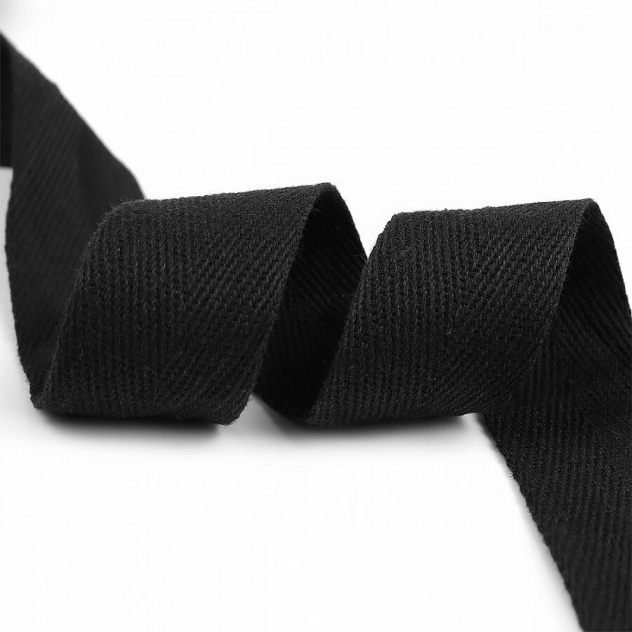 Тесьма киперная 30 мм хлопок 7,8г/м TBY. CT30322 цв. F322 черный уп.5м