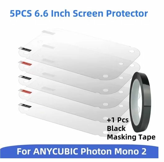Защитная пленка для экрана 6,6", 5 шт, для Anycubic Photon Mono 2, 5 шт + клейкая лента