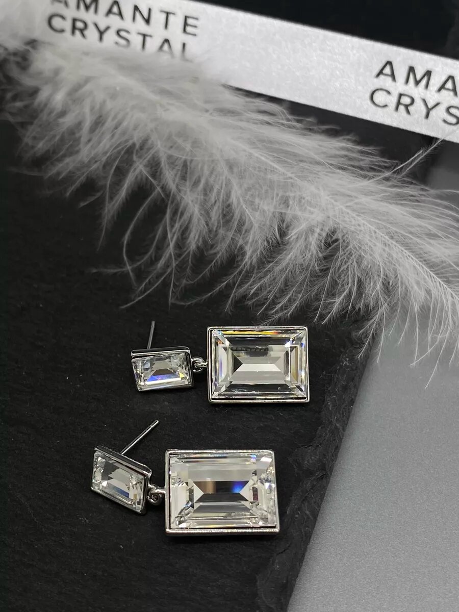 Серьги Amante crystal, серебристый — фото 1