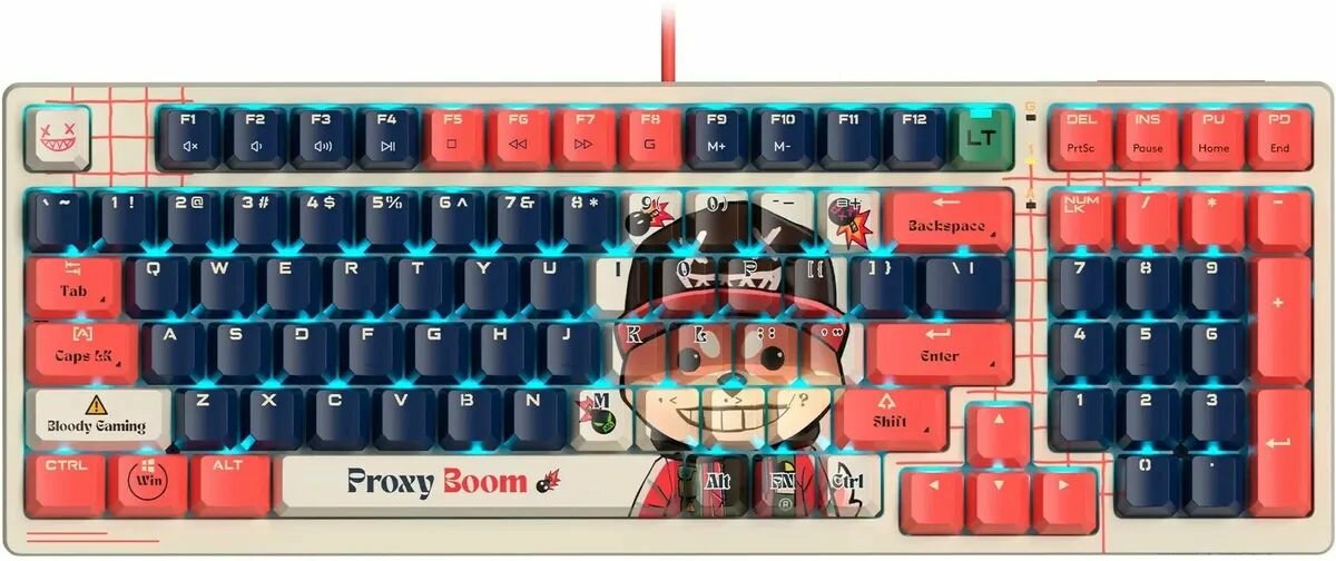Клавиатура A4TECH Bloody AT98 Proxy Boom, USB, бежевый + красный