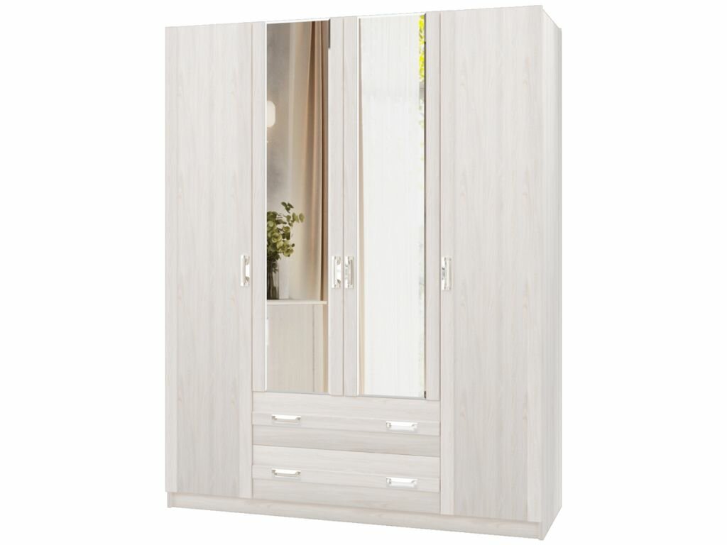 Модуль Спальни САБРИНА-2 Шкаф ПШ-3 (зер. в комп.) Ясень анкор светлый ширина 180 см высота 230 см ЛДСП с зеркалом напольный с полками с ящиками для спальни со штангой для гостиной