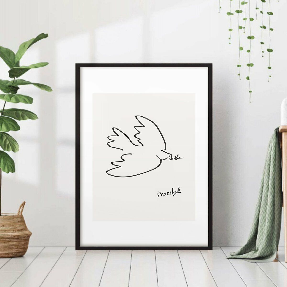 Постер " Голубь Мира репродукция" 40x50 в черной рамке для интерьера на стену