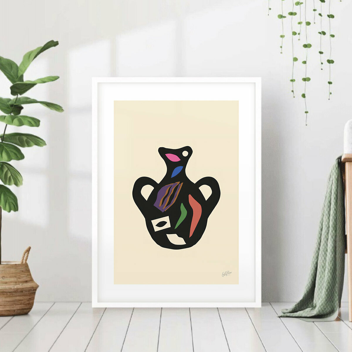 Постер "Кувшин репродукция в современном стиле" 50x70 в белой рамке для интерьера на стену