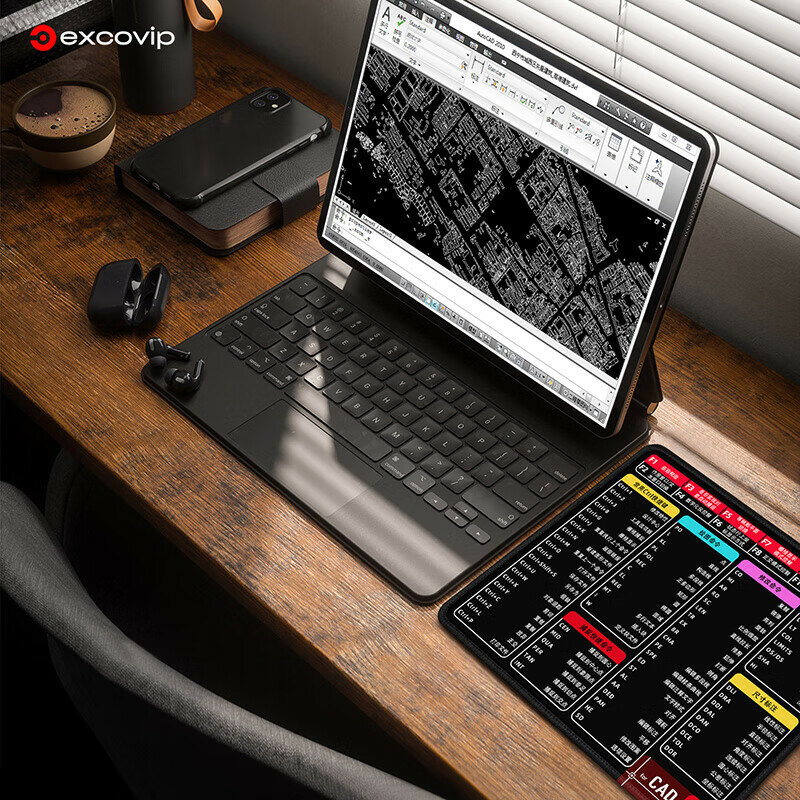EXCO CAD Shortcut Mouse Pad, Small Desk Mat, Laptop Office-Specific Design Software Drawing Mouse Pad, Shortcut CAD Lock Edge Gaming Small Mat 0014