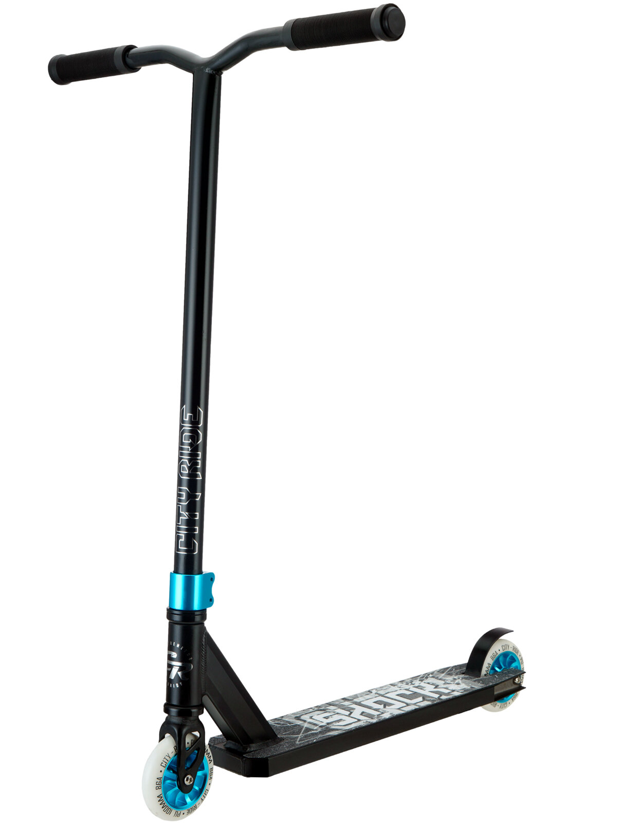 Самокат трюковый City-Ride CR-SS-00DBL SHOCK. Y-bar сталь: 50*50 см, алюм. дека 50*10 см. Резиновые г