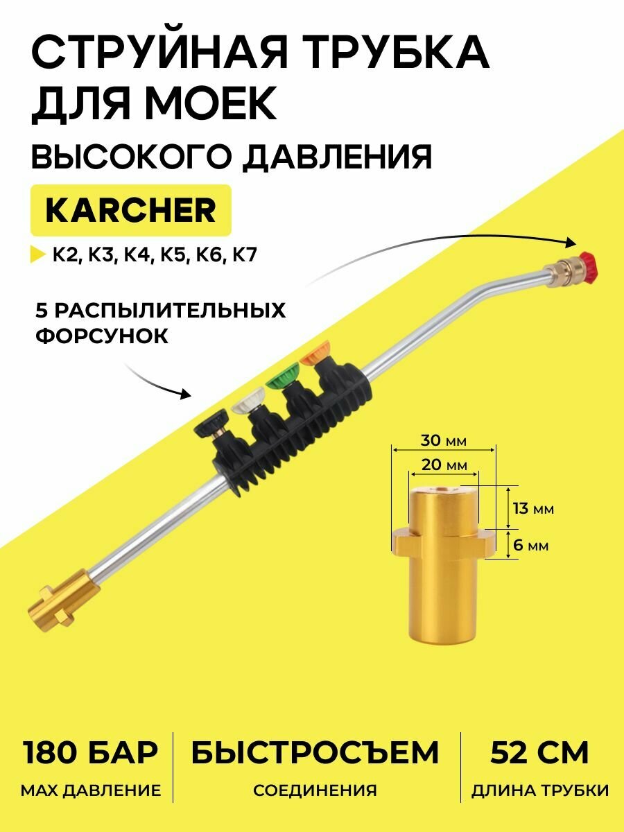 Угловая насадка на пистолет для моек высокого давления Karcher с распылительными форсунками, струйная трубка копье на Керхер