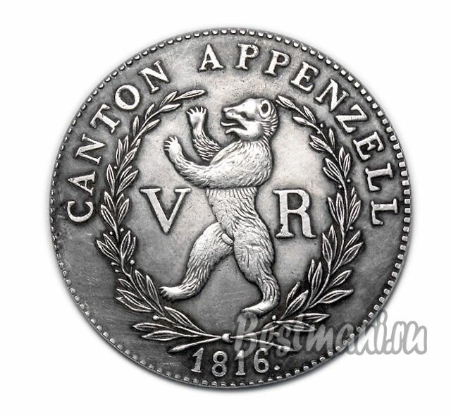 Монета 4 франка 1816 года Швейцария Кантон Аппенцель сувенирная копия монеты, нумизматика, деньги для коллекции