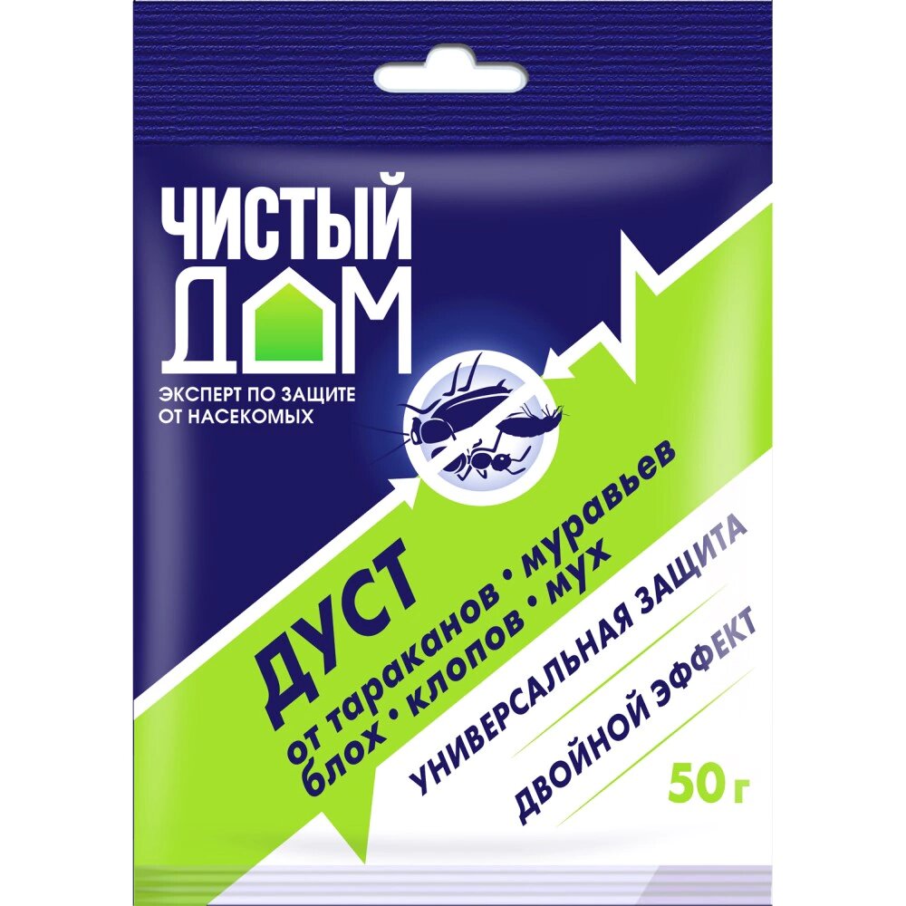 Инсектицидное средство Чистый Дом "Дуст", против насекомых, двойной эффект, без отдушки, 3шт х 50г