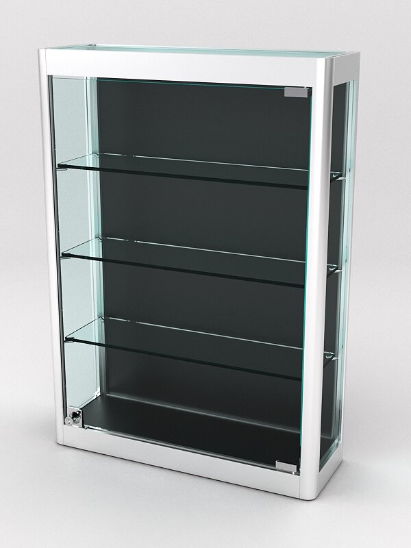 Витрина из профиля настенная "вайб ИКС" №2-3П-ДСП-170 (задняя стенка ДСП), Черный