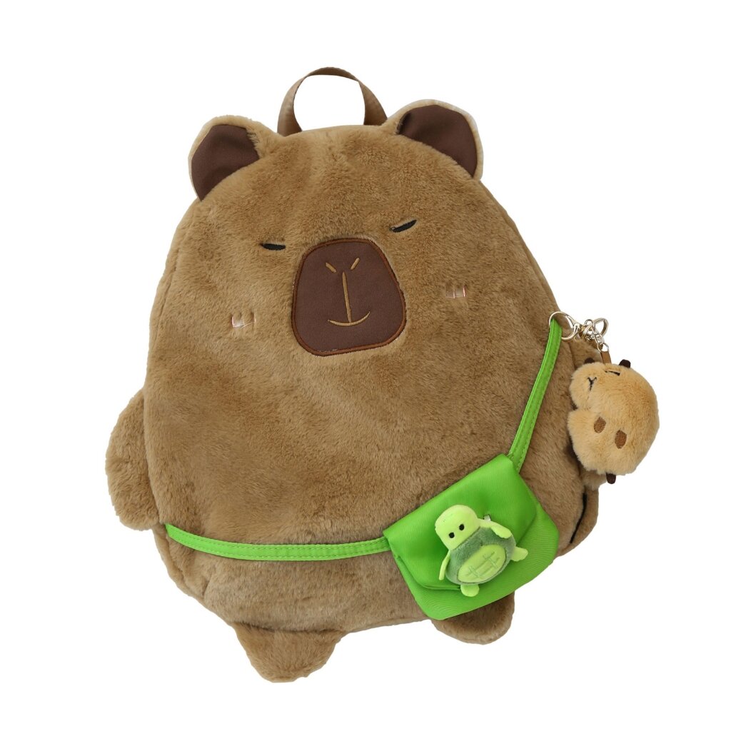 Рюкзак, Милый плюшевый рюкзак с капибарой в японском стиле, большая вместимость, школьный рюкзак - коричневый - средний размер