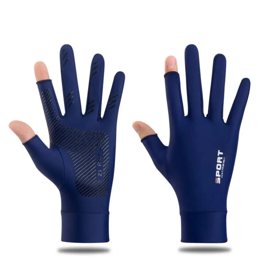 Летние солнцезащитные перчатки с защитой от ультрафиолета, тонкие эластичные L, Синий, Blue