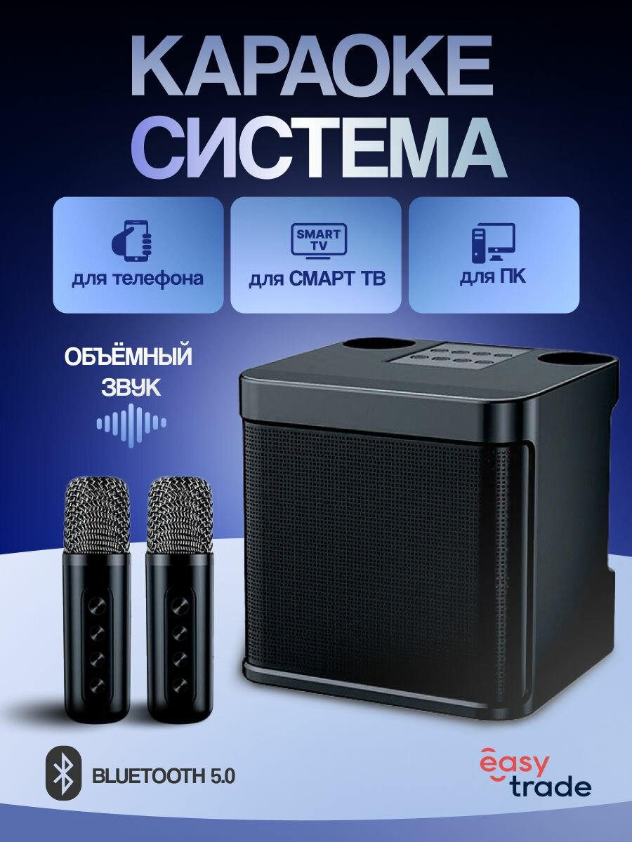 Караоке-система, для дома, с двумя микрофонами, управление со смартфона