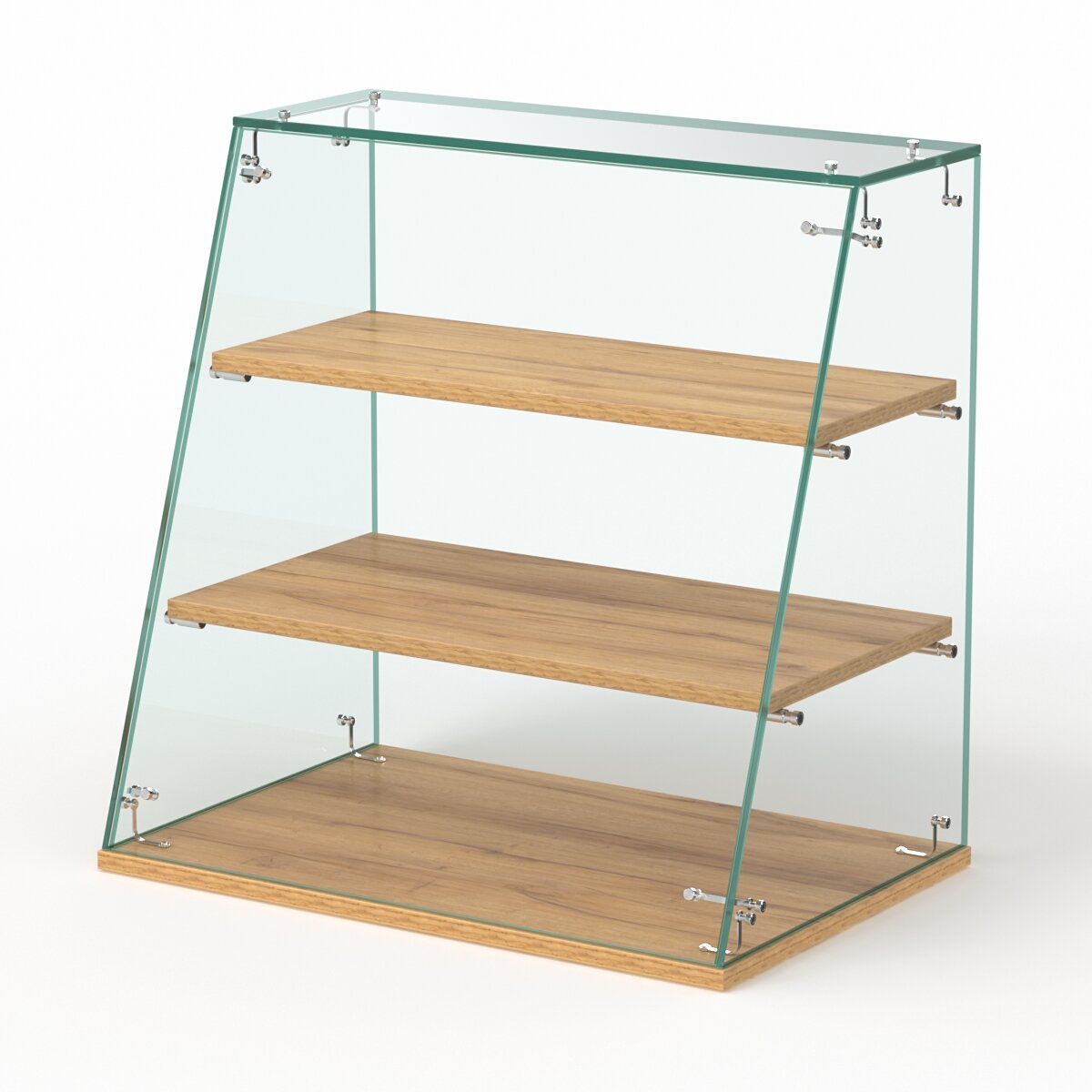 Витрина "сладость" №7КА-О-П для выпечки настольная с прямыми полками без дверок пдсп, Дуб Золотистый