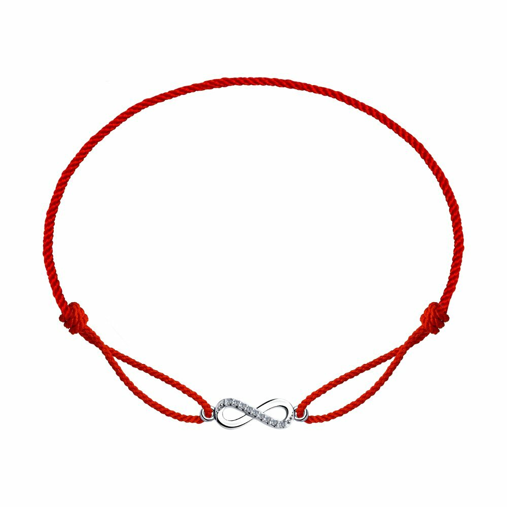 Браслет-нить, серебро, 925 проба, родирование, фианит