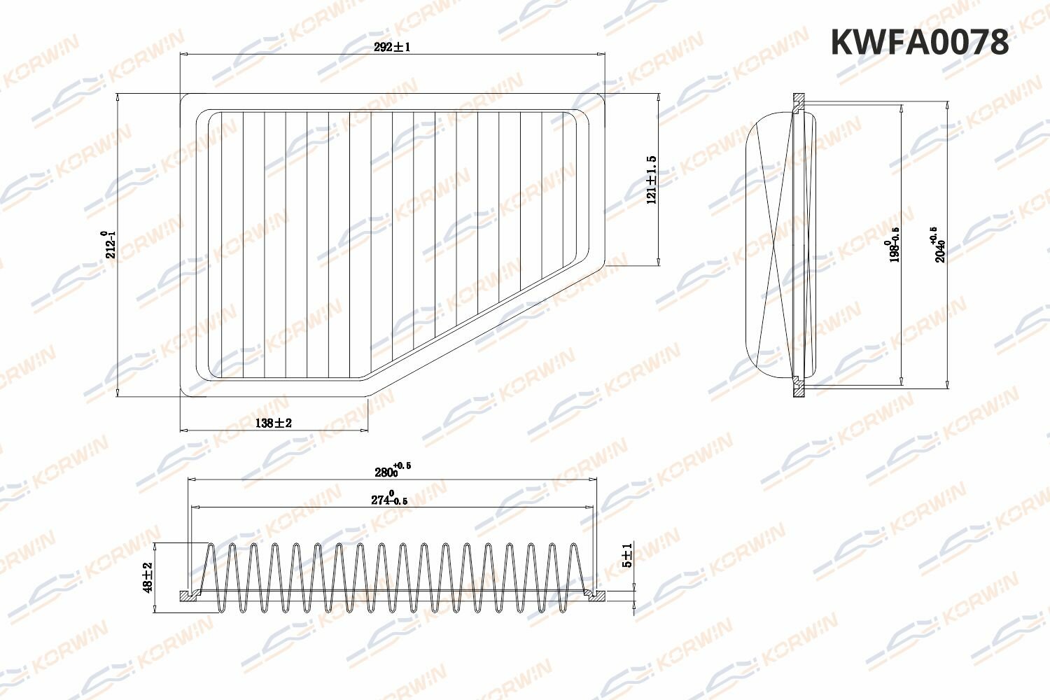 Фильтр воздушный для Чери Bonus, Very (A13) 11-16Chery Bonus, Very (A13) 11-16 артикул KWFA0078 производителя KORWIN