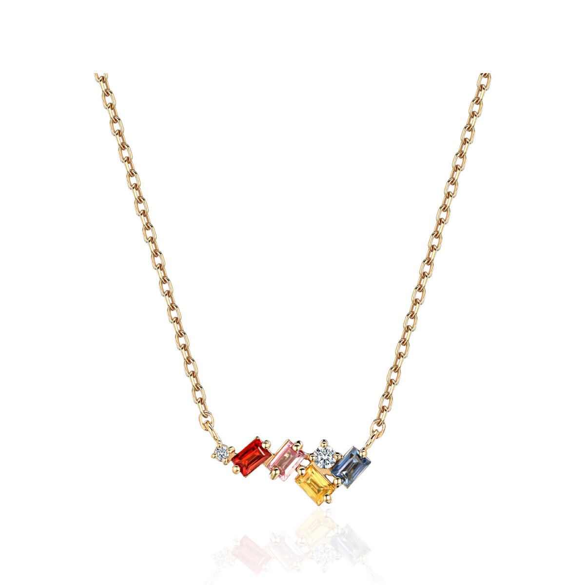 Колье, желтое золото, 585 проба, сапфир, бриллиант