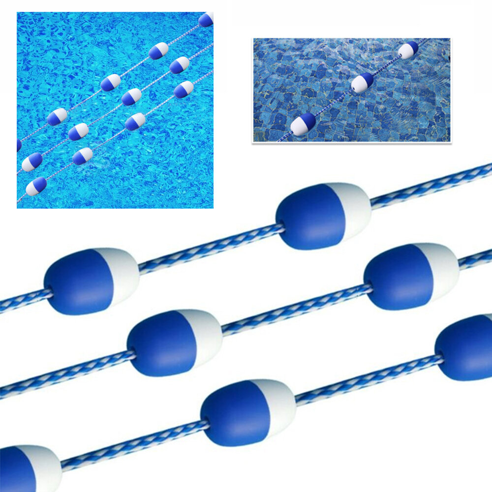 Плавающая линия для бассейна PVC + Nylon 5 м 11 поплавков 10x7 см синий белый