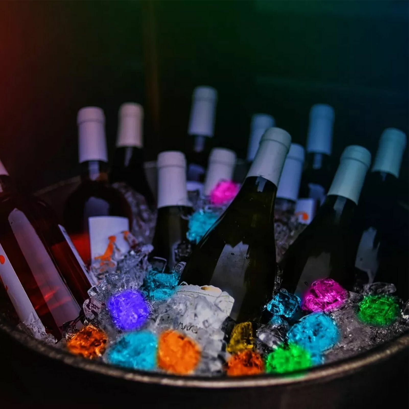 12 шт. светодиодные кубики льда, жидкие индукционные электронные компоненты, красочные блестящие светящиеся мигающие кубики льда